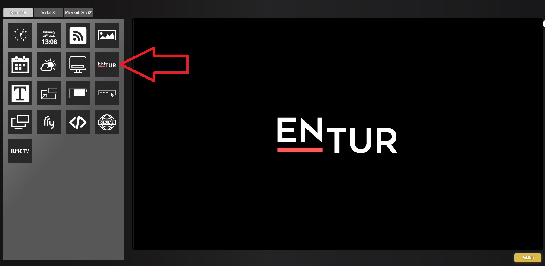 How do I add Entur Widget in DatabeatOMNI?
